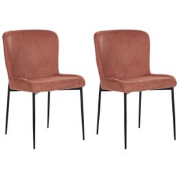 Beliani ESSZIMMERSTUHL 2er-Set Polsterbezug Braun Ada