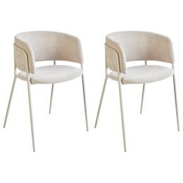 Beliani ESSZIMMERSTUHL 2er-Set Hellbeige Springer