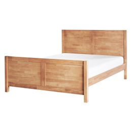 Beliani BETT mit Lattenrost 140x200 cm Heller Holzfarbton Champagnat