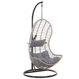 Beliani H&Auml;NGESESSEL mit Gestell PE Rattan grau 97 cm Pineto