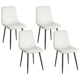 Beliani ESSZIMMERSTUHL 4er-Set Samtstoff Cremewei&szlig; Kalispell