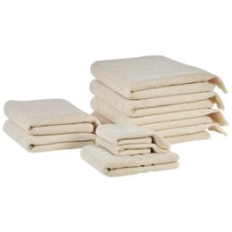 Beliani BADEHANDTUCH 9-teilig Beige Atiu