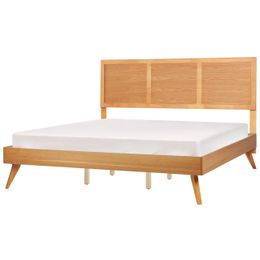 Beliani BETT mit Lattenrost 180x200 cm Heller Holzfarbton Istres