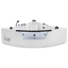 Beliani WHIRLPOOL-BADEWANNE mit LED 155x214x60 cm wei&szlig; Martinica