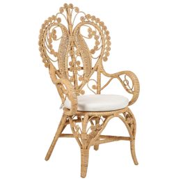 Beliani PFAUENSTUHL Rattan nat&uuml;rlich/beige Carrara