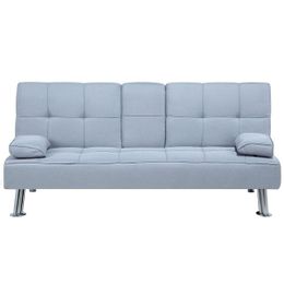 Beliani 3-SITZER-SCHLAFSOFA Polsterbezug Hellgrau Roxen