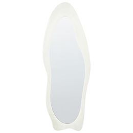 Beliani WANDSPIEGEL Samtstoff wei&szlig; asymmetrisch 57/160 cm Reigny