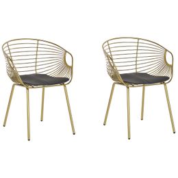 Beliani METALLSTUHL 2er-Set Gold Hoback