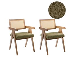 Beliani ESSZIMMERSTUHL 2er Set Holz Braun/Gr&uuml;n Ava