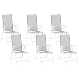 Beliani GARTENSTUHL 6er-Set Aluminium hellgrau Catania