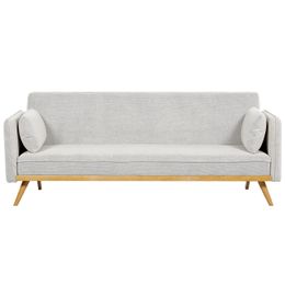 Beliani 3-SITZER-SCHLAFSOFA hellgrau/hellbraun Asaa
