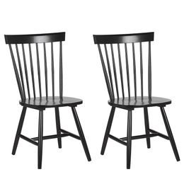 Beliani ESSZIMMERSTUHL 2er-Set Gummibaumholz Schwarz Burges