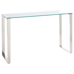 Beliani KONSOLENTISCH mit Glasplatte Silber Tilon