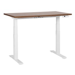 Beliani SCHREIBTISCH braunwei&szlig; 120/72 cm elektrisch h&ouml;henverstellbar Destin III