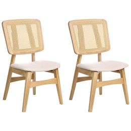 Beliani ESSZIMMERSTUHL 2er-Set Hellbeige/Hellbraun Alcova
