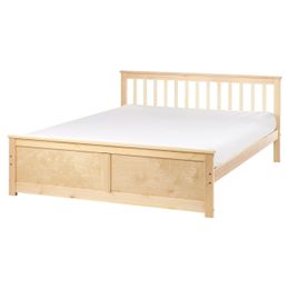 Beliani BETT mit Lattenrost 160x200 cm Heller Holzfarbton Olendon