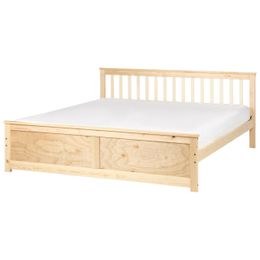 Beliani BETT mit Lattenrost 180x200 cm Heller Holzfarbton Olendon