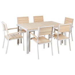 Beliani GARTENM&Ouml;BEL-SET 6-Sitzer Kunstholz beige/wei&szlig; Como