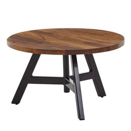 KADIMA DESIGN COUCHTISCH aus Sheesham Massivholz mit Metallgestell, Ma&szlig;e 60x60x35 cm
