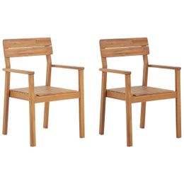 Beliani GARTENSTUHL 2er-Set Akazienholz hellbraun Fornelli