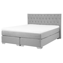 Beliani BOXSPRINGBETT 160/200cm Hellgrau Duchess