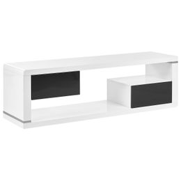 Beliani TV-M&Ouml;BEL Wei&szlig;, Schwarz SPOKAN 39/140/43 cm