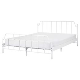 Beliani BETT mit Lattenrost 160/200 cm Wei&szlig; Mauressac