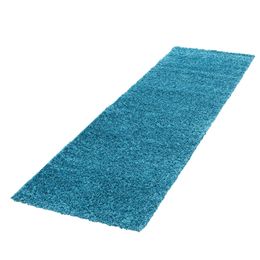 KADIMA DESIGN HOCHFLORTEPPICH RHEIN, einfarbig, T&uuml;rkis, 80 x 250 cm
