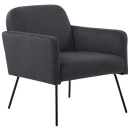 Beliani SESSEL Samtstoff Grau Narken