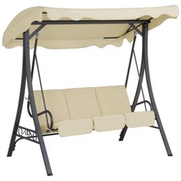 Beliani HOLLYWOODSCHAUKEL Sonnendach beige Garbo