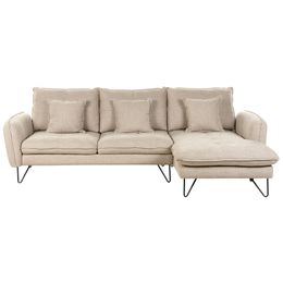 Beliani 3-SITZER-ECKSOFA Chenillegewebe Beige rechtsseitig Sersan