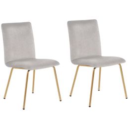 Beliani ESSZIMMERSTUHL 2er-Set Samtstoff Grau Rubio