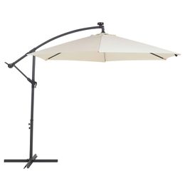 Beliani SONNENSCHIRM LED Solar Beleuchtung beige 285 cm Corval