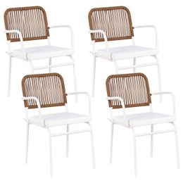Beliani GARTENSTUHL 4er-Set Wei&szlig; Taceno