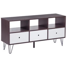 Beliani TV-M&Ouml;BEL Dunkelbraun, Wei&szlig; FOSTON 35/120/60 cm
