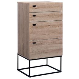 Beliani KOMMODE 4 Schubladen heller Holzfarbton Acra