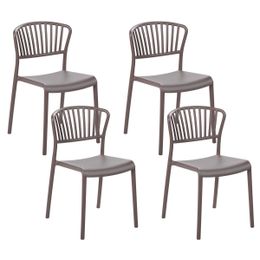 Beliani GARTENST&Uuml;HLE 4er-Set Kunststoff taupe Gela