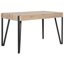 Beliani ESSTISCH 130/80/75 cm Hellbraun, Schwarz Rechteckig Cambell