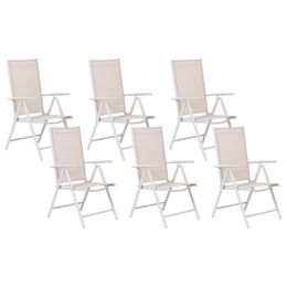 Beliani GARTENSTUHL 6er-Set Aluminium beige Catania
