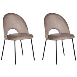 Beliani ESSZIMMERSTUHL 2er-Set Samtstoff taupe Covelo