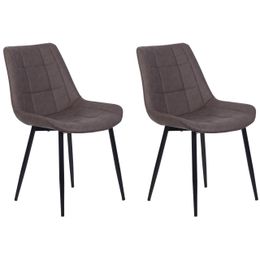Beliani ESSZIMMERSTUHL 2er-Set Kunstleder Dunkelbraun Melrose