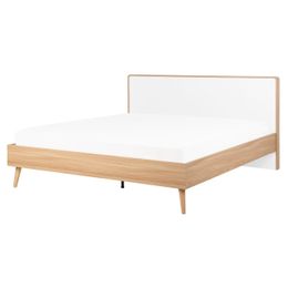 Beliani BETT mit Lattenrost 160x200 cm Heller Holzfarbton Serris