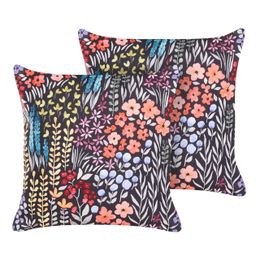 Beliani GARTENKISSEN 2er-Set Blumenmuster mehrfarbig 45/45 cm Castelaro