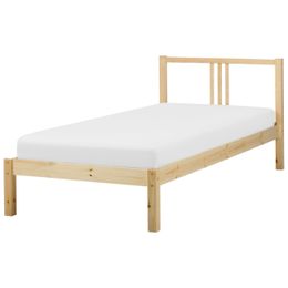 Beliani BETT mit Lattenrost 90x200 cm Heller Holzfarbton Vannes