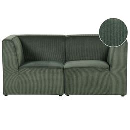 Beliani 2-SITZER-SOFA Cord dunkelgr&uuml;n Lemvig