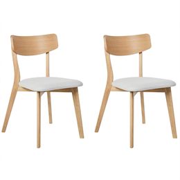 Beliani ESSZIMMERSTUHL 2er Set Holz Hellbraun/Grau Hope