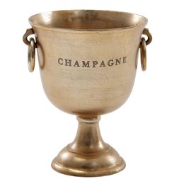 KADIMA DESIGN CHAMPAGNERK&Uuml;HLER Aluminium Modern 2 Flaschen Ringgriffe ALBEGNA, Gold 29x29x38 cm