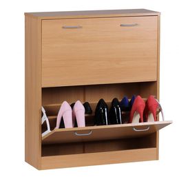 KADIMA DESIGN SCHUHREGAL Holz f&uuml;r 20 Paar Schuhe mit offenen F&auml;chern, Beige 75x24x87 cm