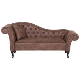 Beliani CHAISELONGUE Kunstleder hellbraun linksseitig Lattes