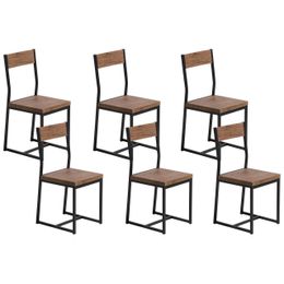 Beliani ESSZIMMERSTUHL-SET 6 Holzwerkstoff Dunkler Holzfarbton Laredo